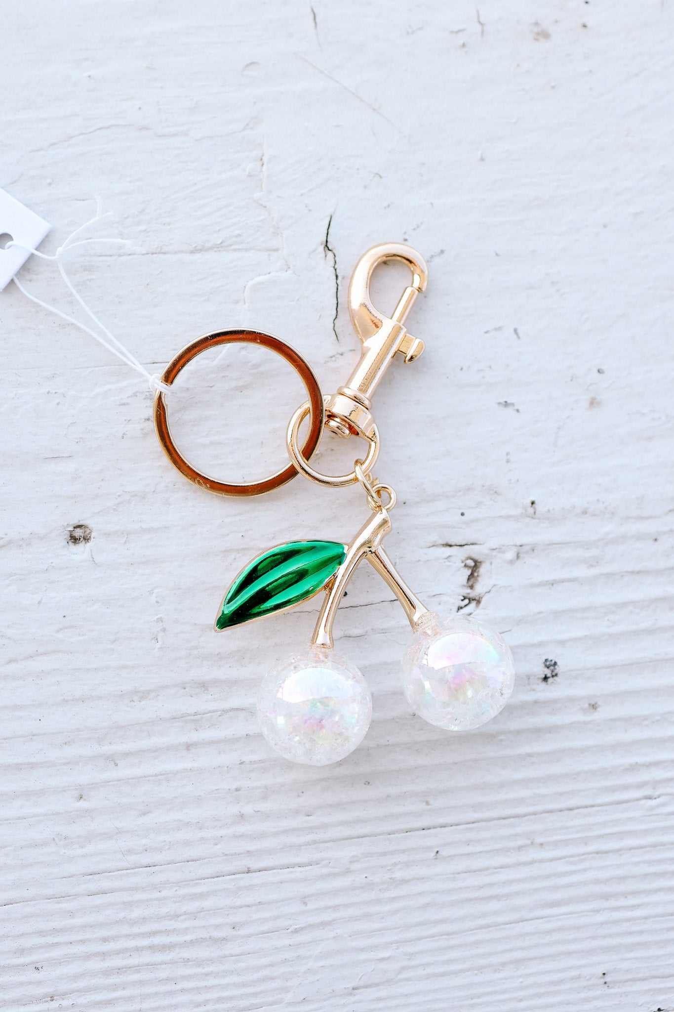 Pearlie Cherry Drop Leaf Keychain Bag Charm - Pearl – Aiden & Oak