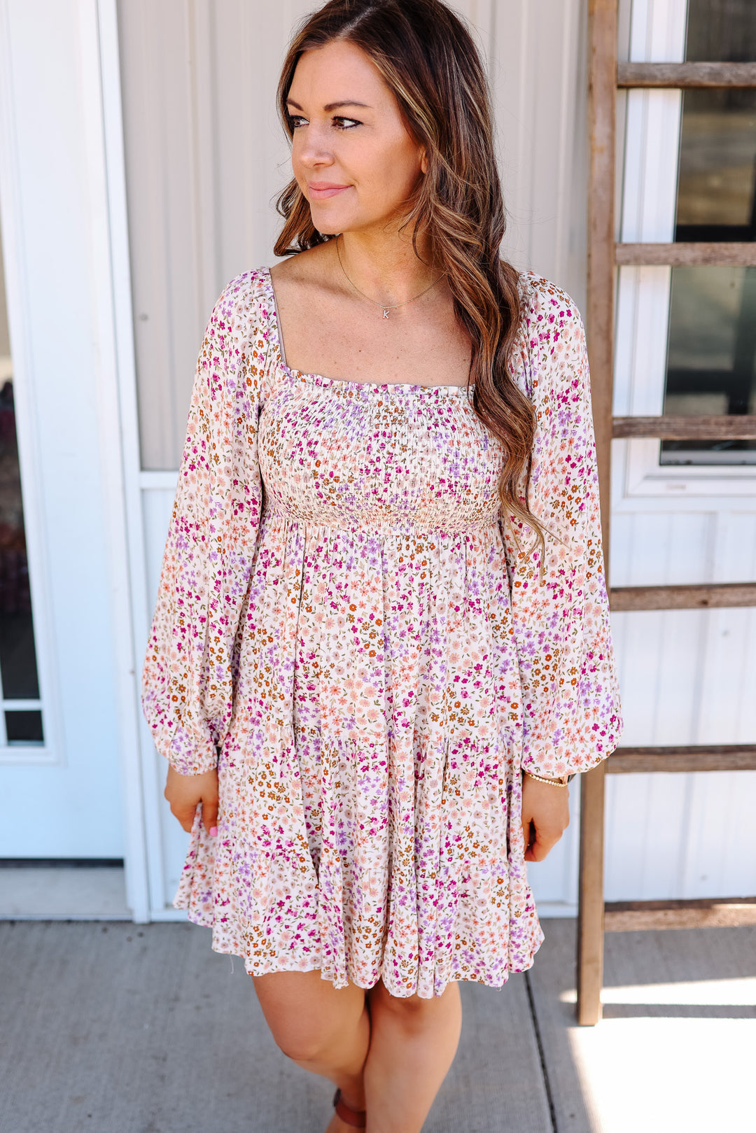 Fallon Smocked Ditsy Print Dress – Aiden & Oak